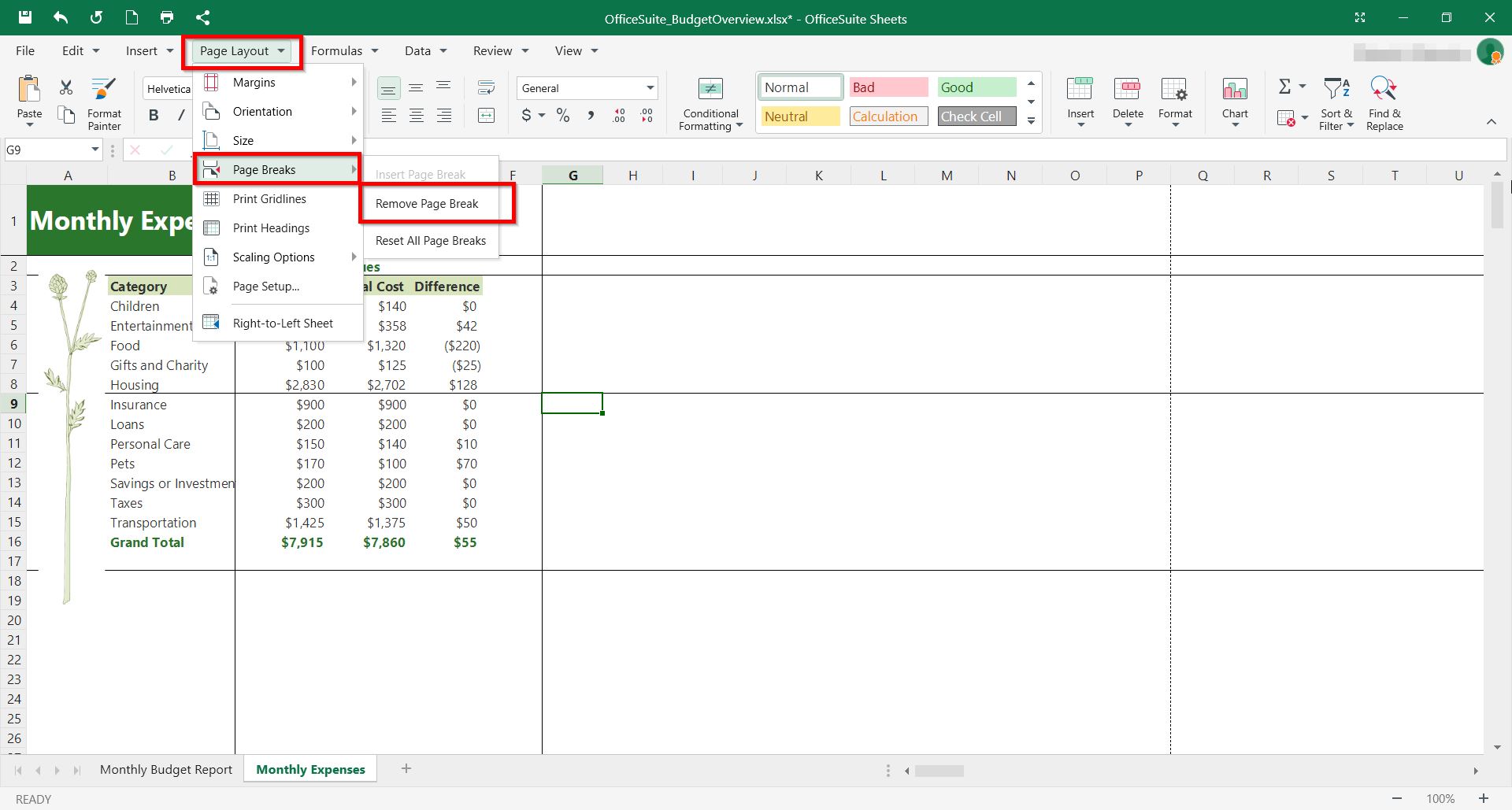 Insert a custom page break in Sheets – OfficeSuite Insert a custom page break in Sheets – OfficeSuite